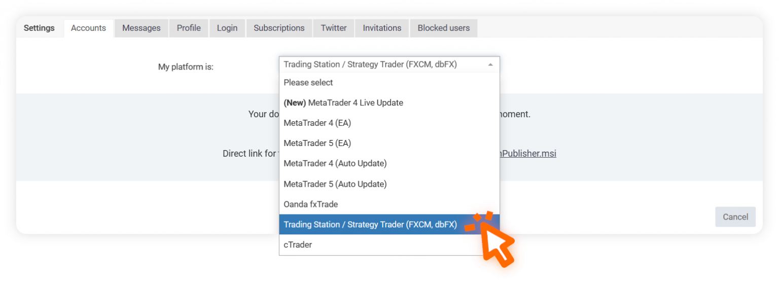 Trading Station connection method – Myfxbook Help