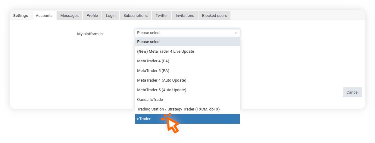 cTrader connection method – Myfxbook Help